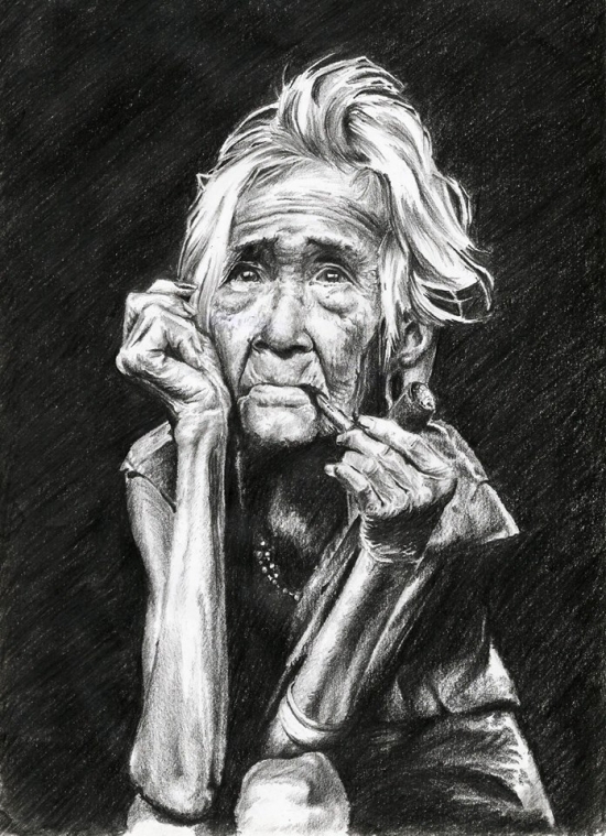 Old lady portrait - Drawing Academy
