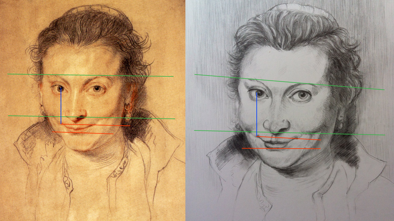 Copy of portrait of Isabella Brant - Drawing Academy